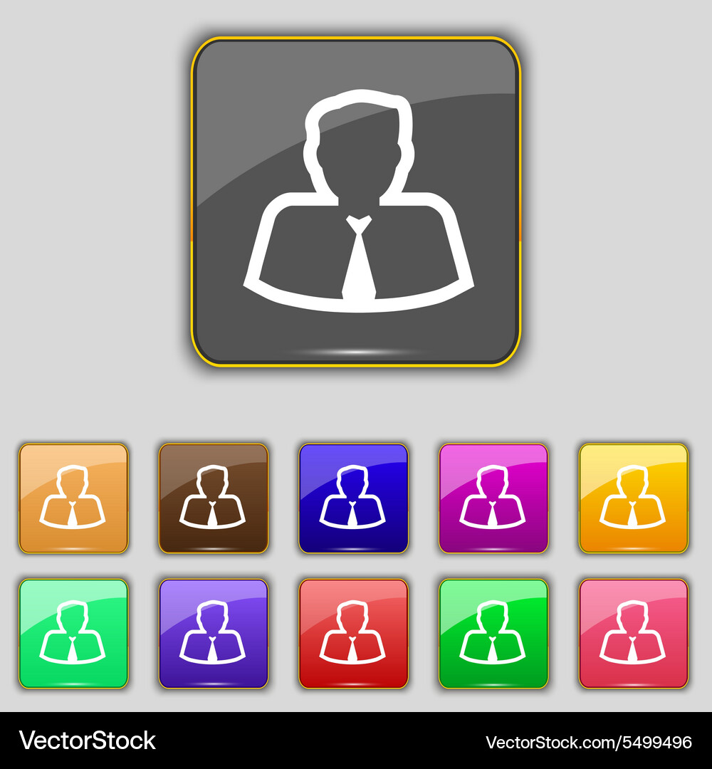 Avatar icon sign set with eleven colored buttons Vector Image