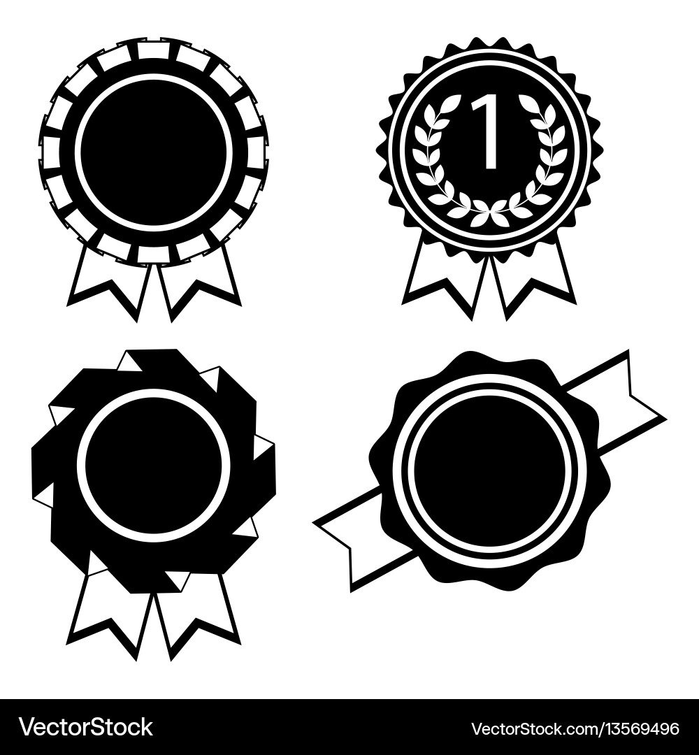 Award golden round signs collection elements Vector Image