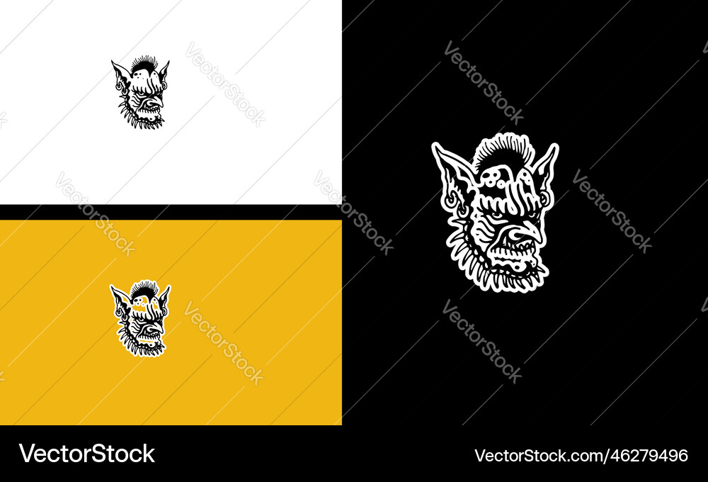 Head zombie and horn outline design Royalty Free Vector