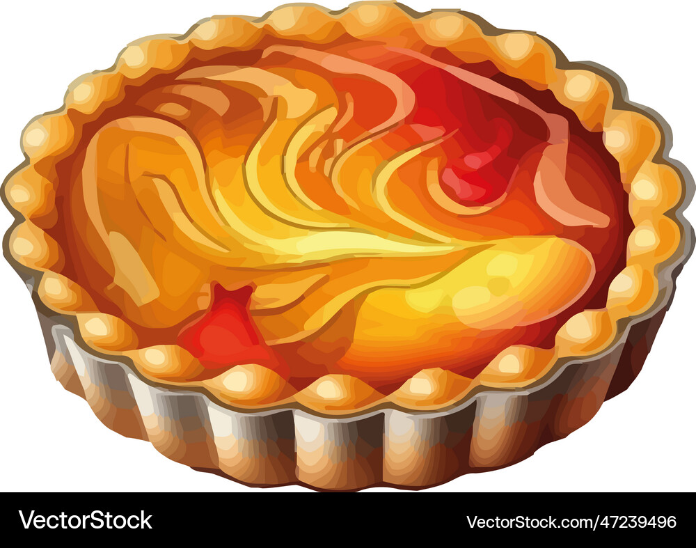 Homemade chocolate pie on yellow plate Royalty Free Vector