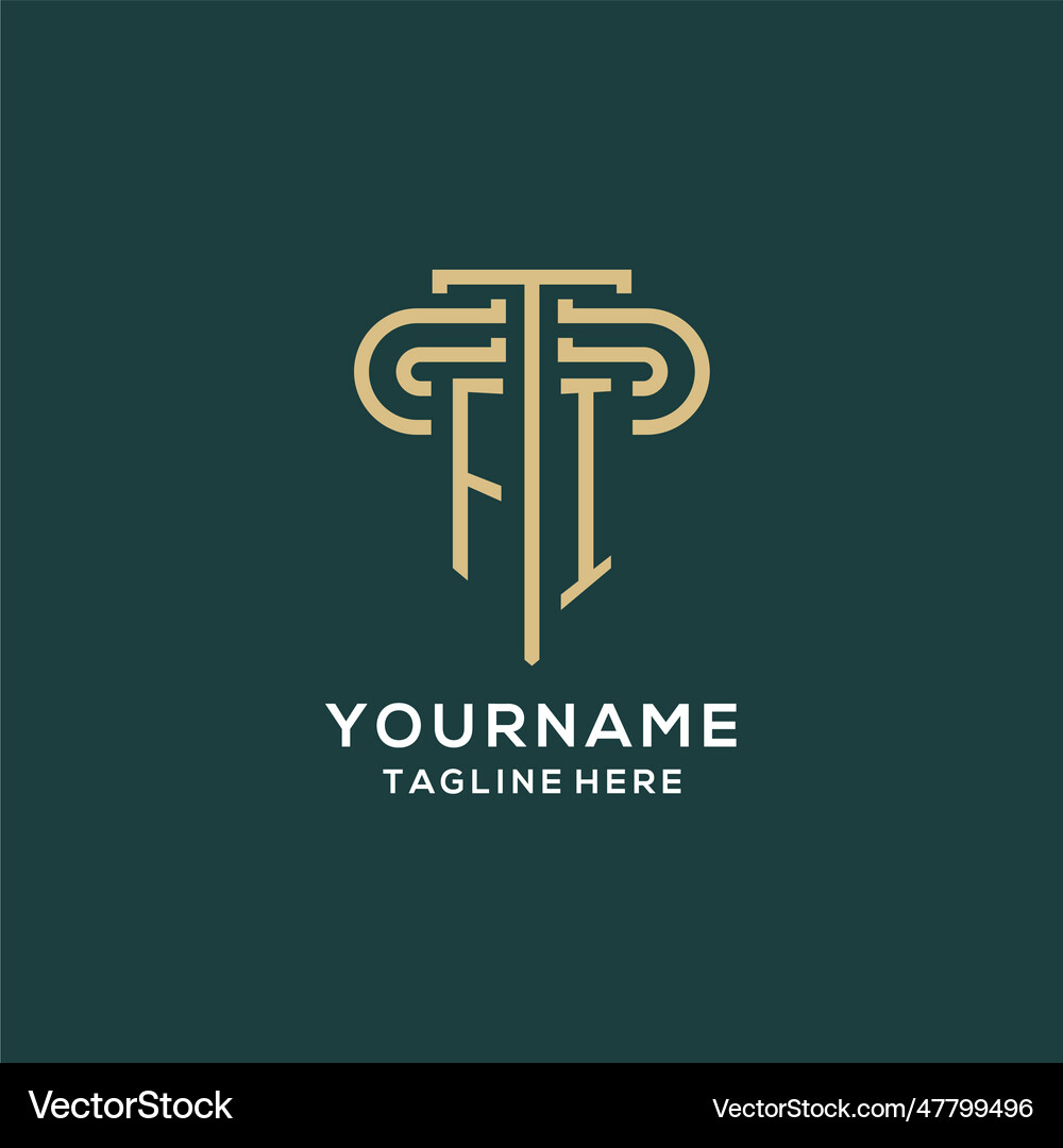 Initial fi pillar logo elegant and luxury law Vector Image