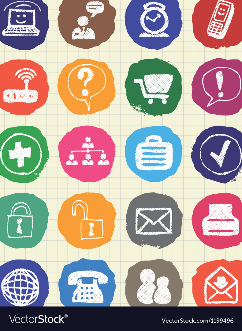 Internet icons set drawn chalk Royalty Free Vector Image