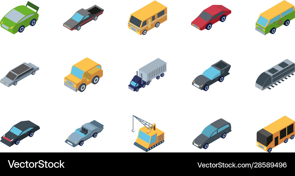 Isolated isometric cars icon set design Royalty Free Vector