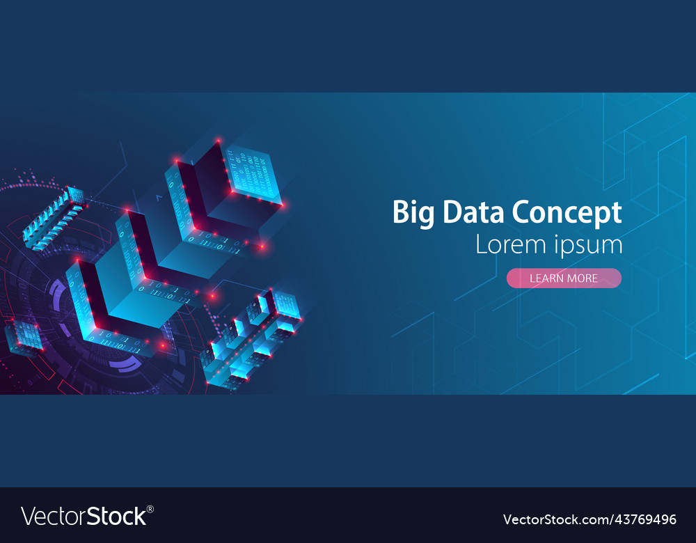 Isometric Big Data Concept Database Abstract Vector Image