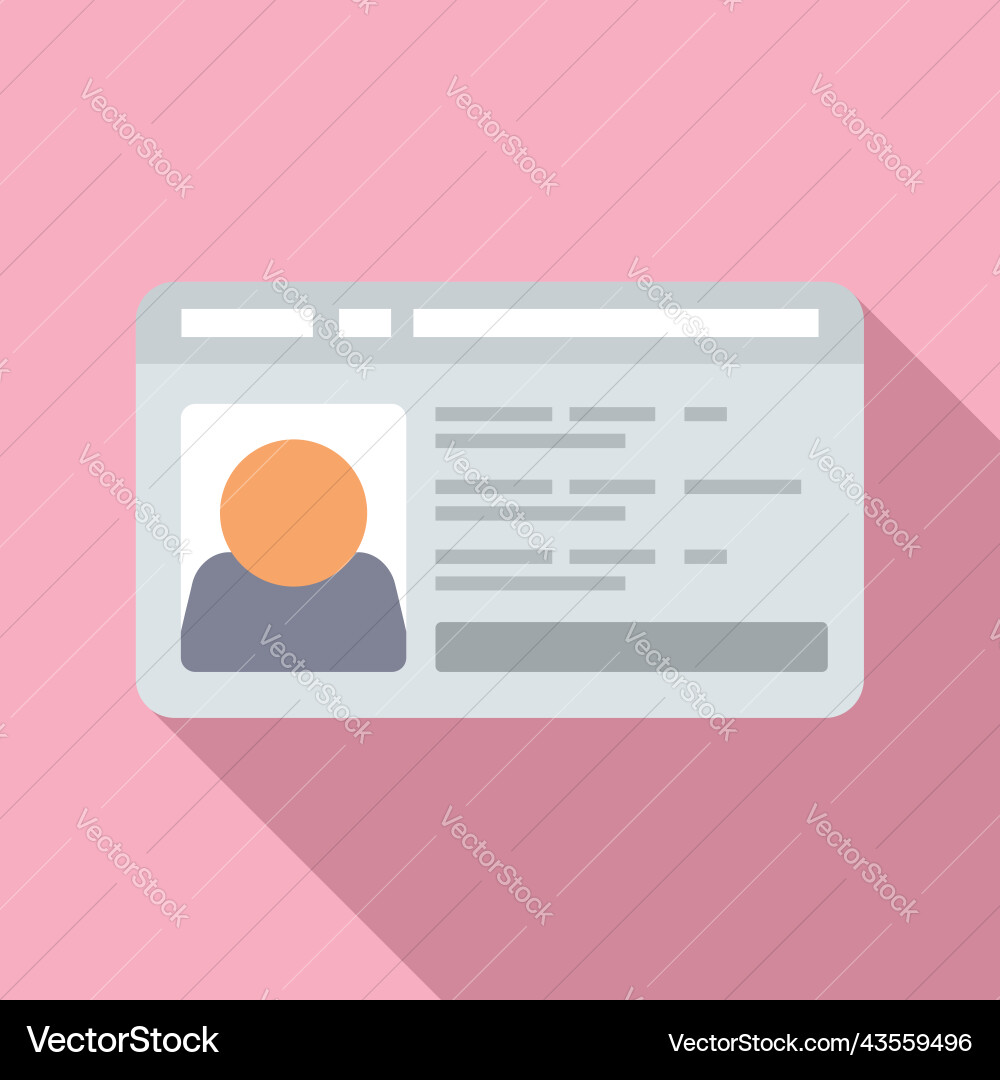 Office id card icon flat photo badge Royalty Free Vector