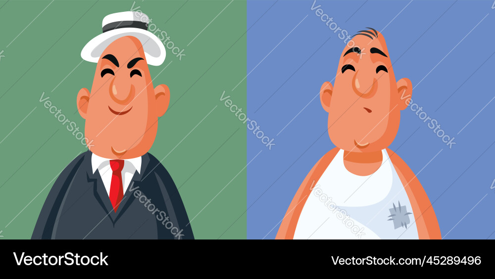 Poor man versus rich cartoon concept Royalty Free Vector