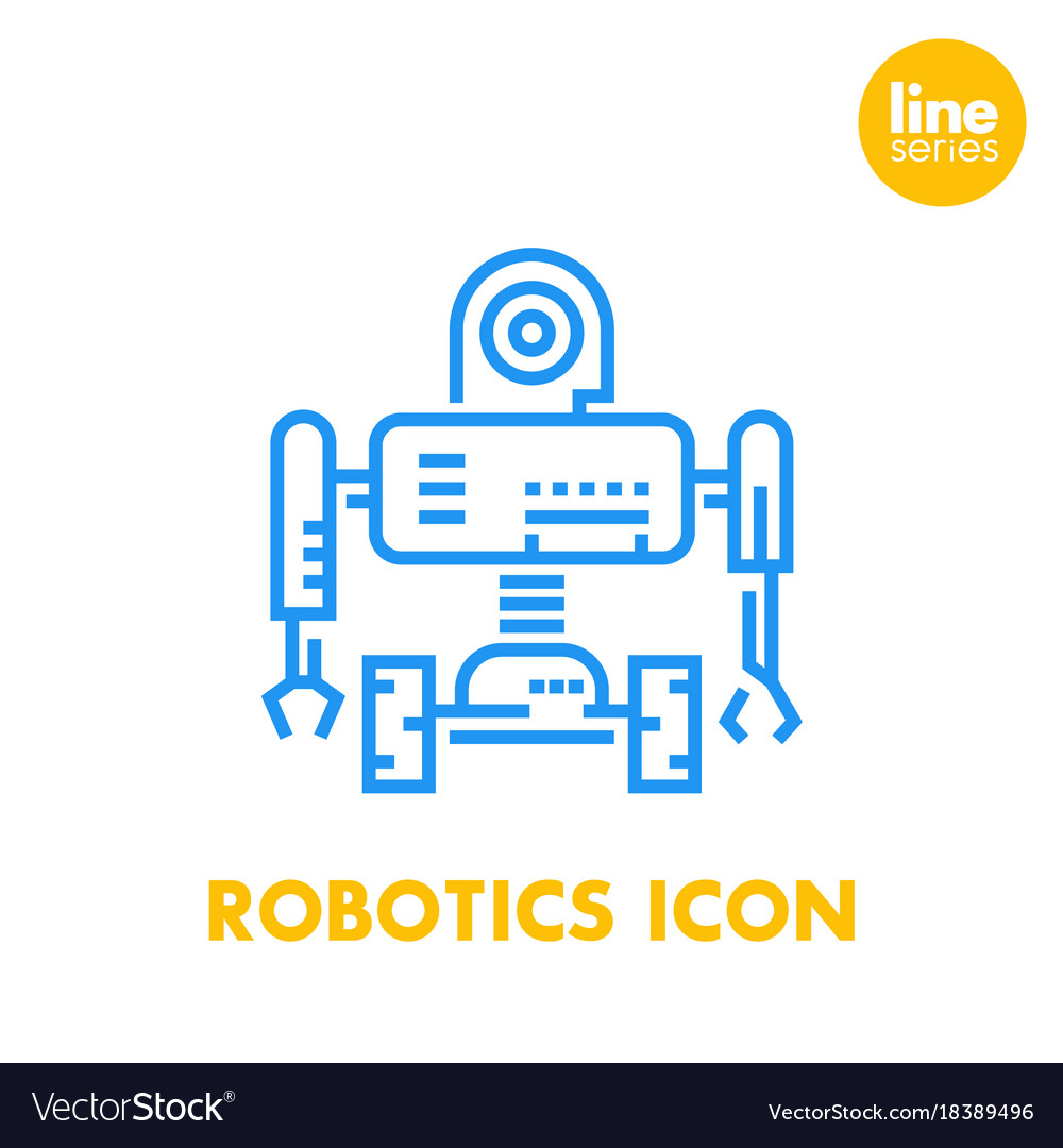 Robotics line icon robot mechanical engineering Vector Image