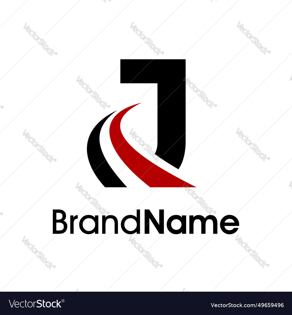 Simple initial j road logo Royalty Free Vector Image
