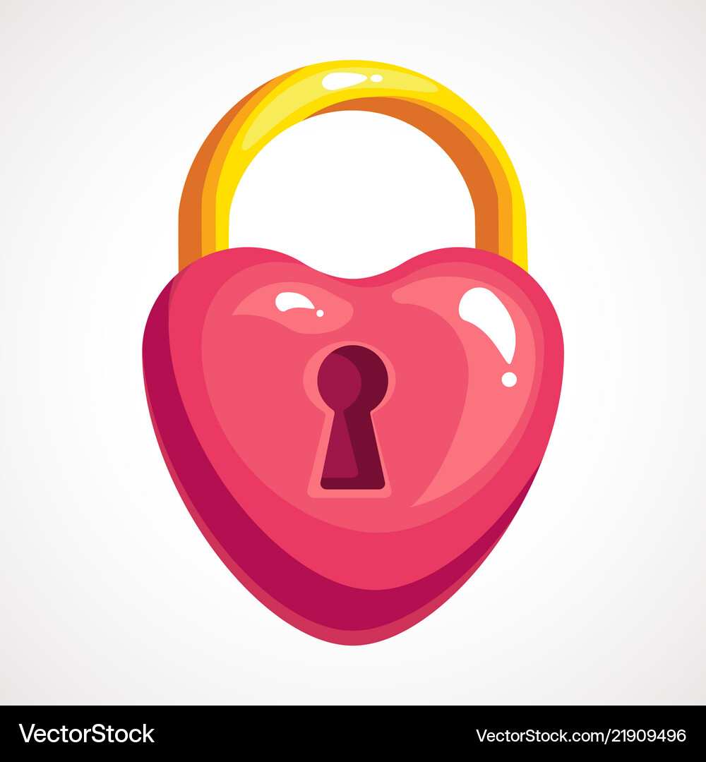 The cartoon lock is a heart shaped Royalty Free Vector Image