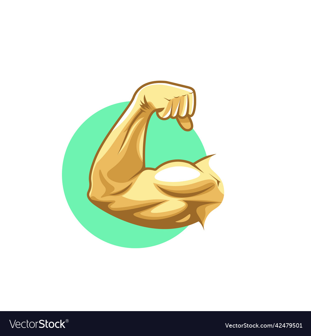 Big muscular bicep logo concept tricep muscle Vector Image