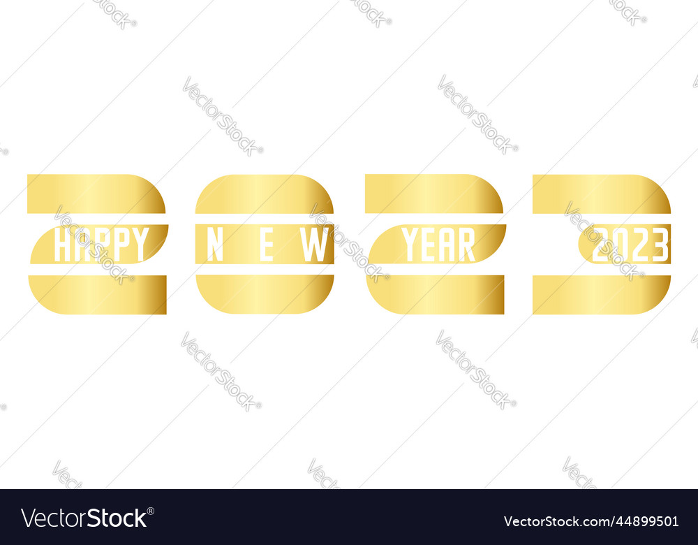 Golden 2023 happy new year 2023 inside text Vector Image
