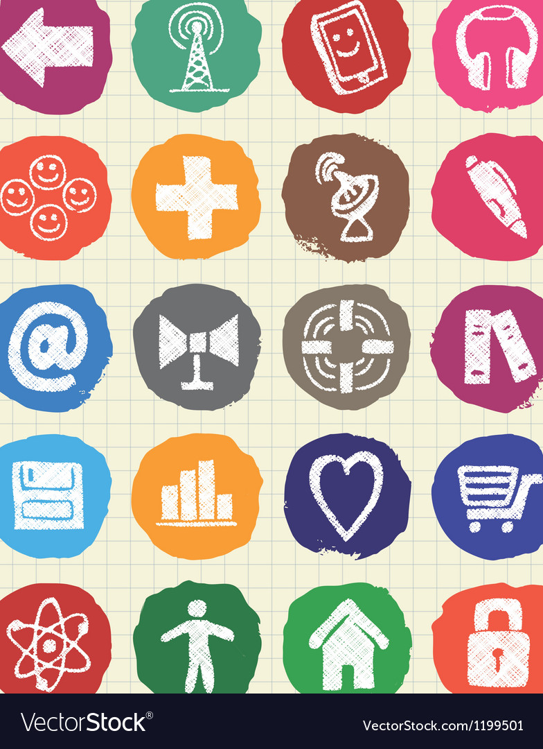 Internet icons set drawn by chalk Royalty Free Vector Image