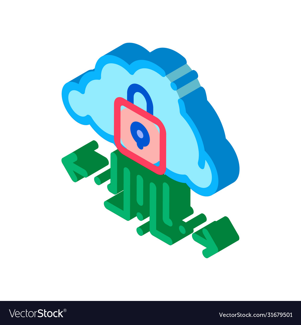 Protection cloud isometric icon Royalty Free Vector Image Protection cloud isometric icon Royalty Free Vector Image