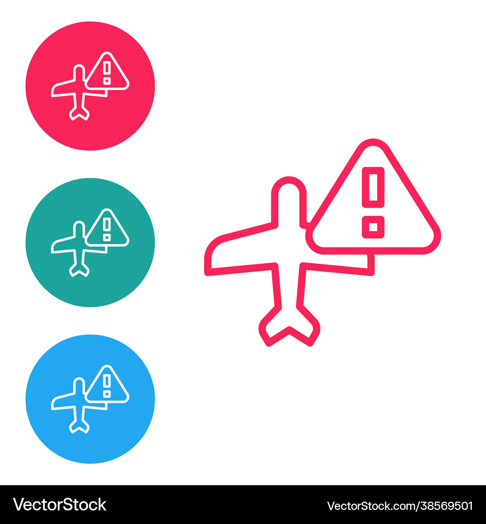 Red line warning aircraft icon isolated on white Vector Image