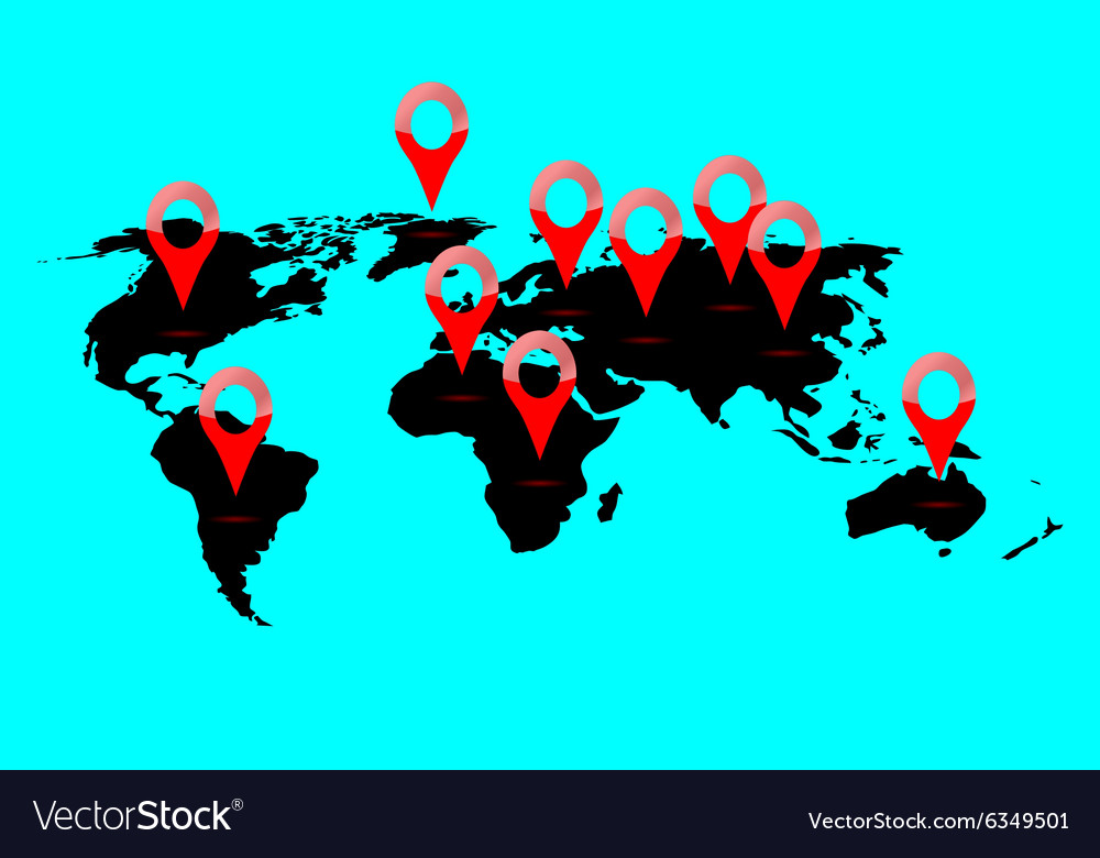 World map location Royalty Free Vector Image - VectorStock