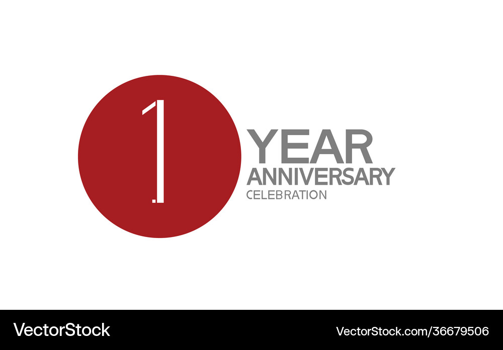 1 year anniversary logotype design with big red Vector Image