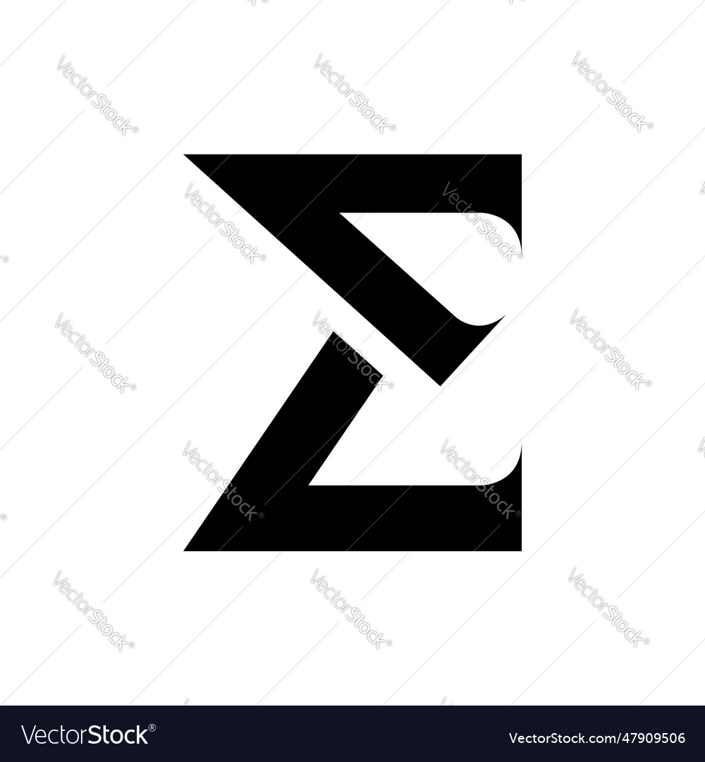 Black sharp elegant letter e icon Royalty Free Vector Image