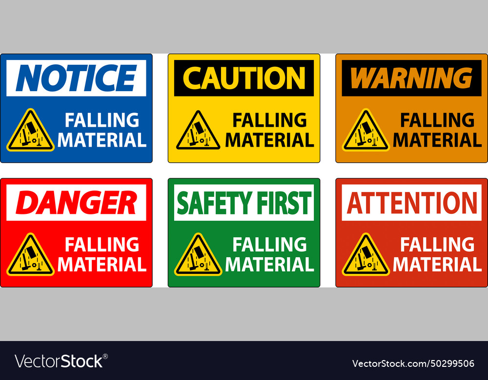 Caution sign falling material Royalty Free Vector Image