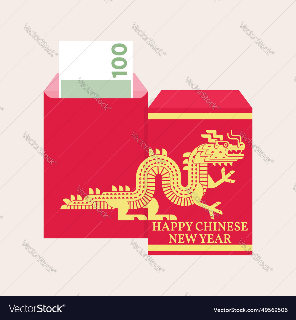 Chinese new year red envelope with dragon Vector Image