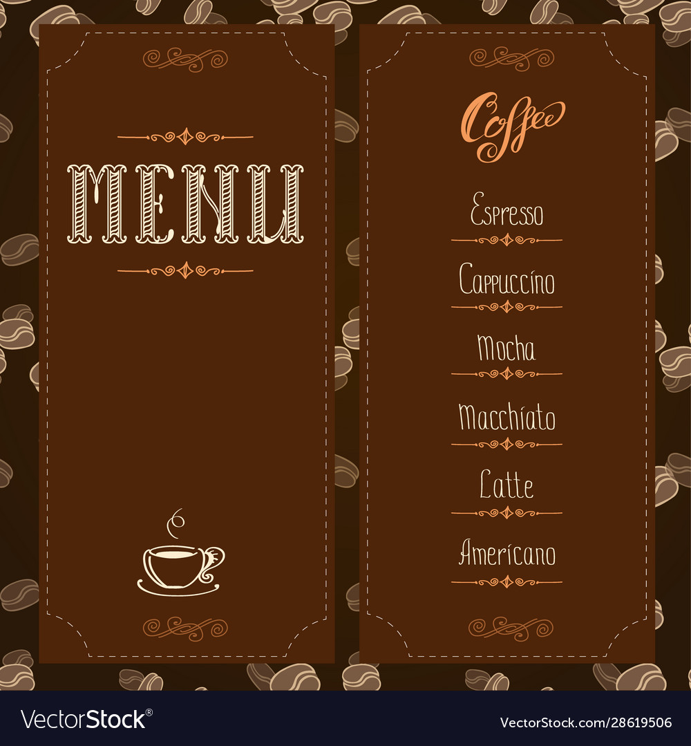 Coffee menu Royalty Free Vector Image - VectorStock