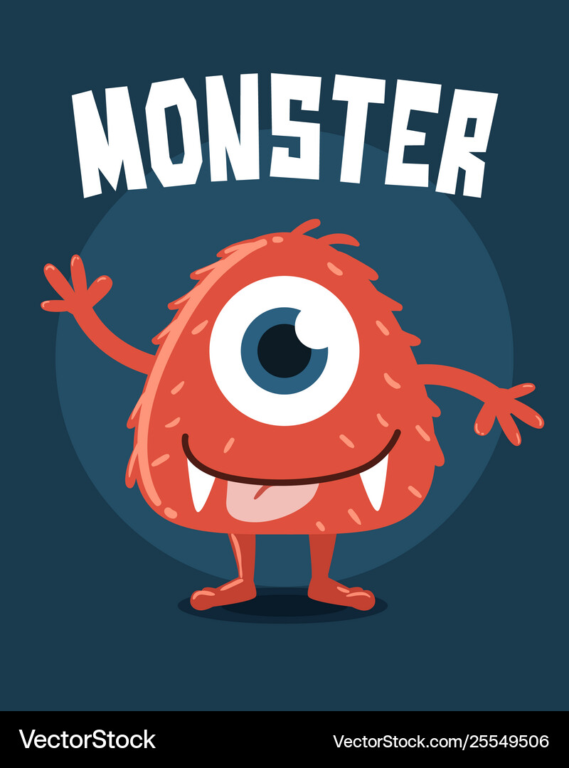 Cute red one eyed monster Royalty Free Vector Image