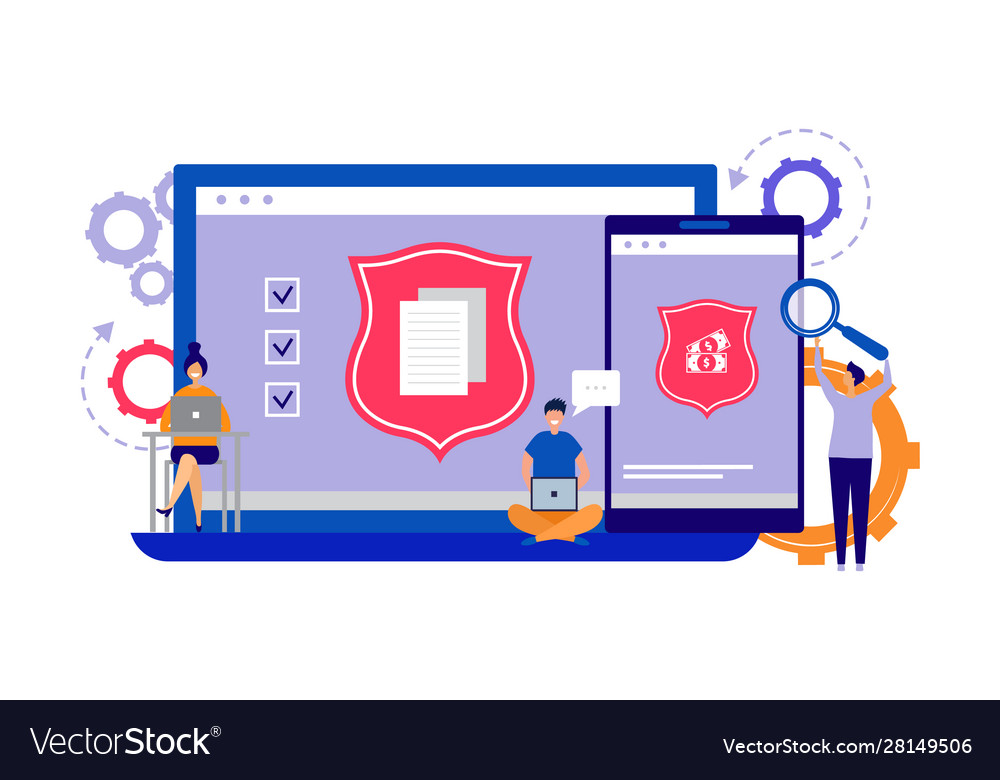 Data protection internet security concept phone Vector Image Data protection internet security concept phone Vector Image