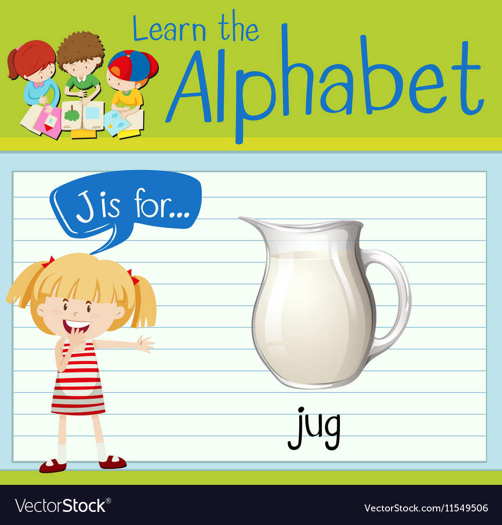 Flashcard letter j is for jug Royalty Free Vector Image