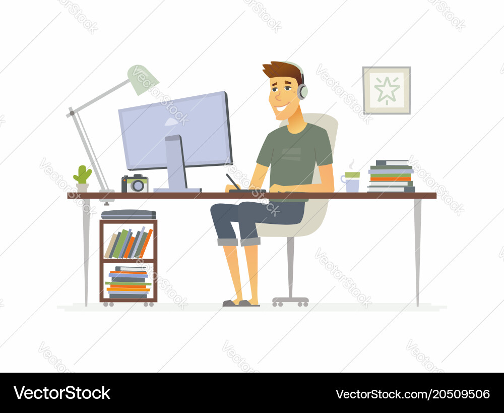 Freelance worker - cartoon people character Vector Image