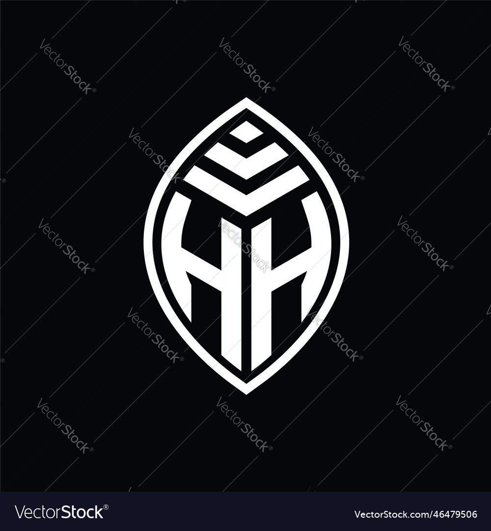 Hh logo monogram leaf shape isolated outline Vector Image