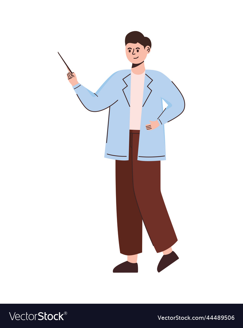 Male teacher with pointer Royalty Free Vector Image