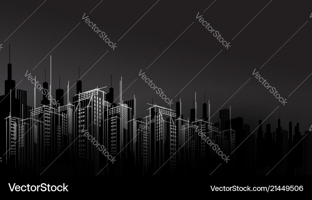 Modern dark night city horizon scape sky scraper Vector Image