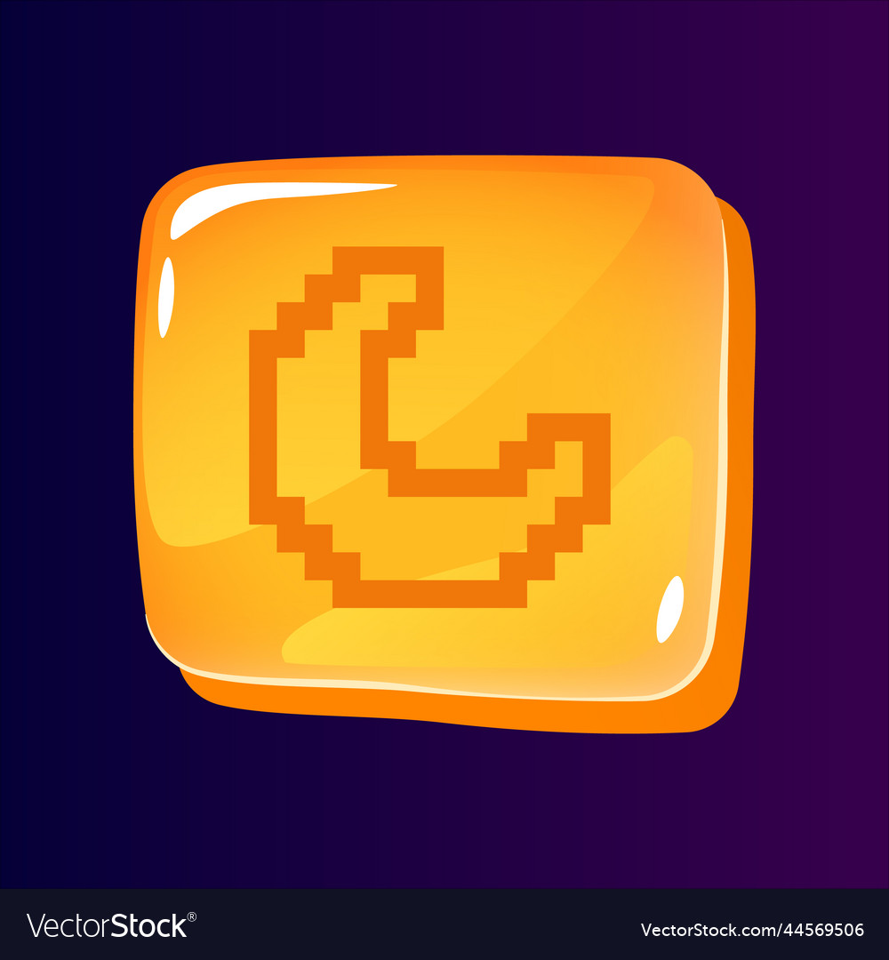 Night mode glossy ui button with pixelated icon Vector Image