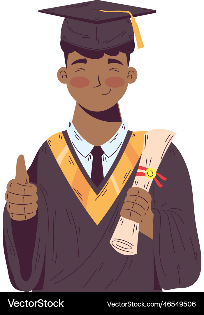 Person smiling in a graduation cap Royalty Free Vector Image