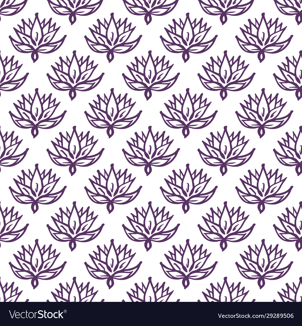 Seamless pattern with hand drawn violet flowers Vector Image