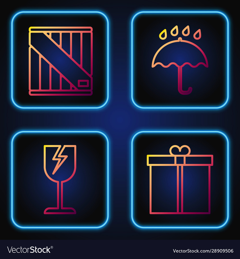 Set line gift box fragile broken glass symbol Vector Image