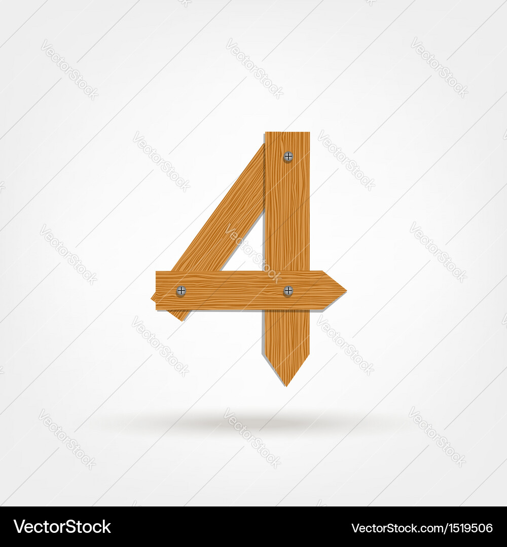 Wooden Boards Number Four Royalty Free Vector Image