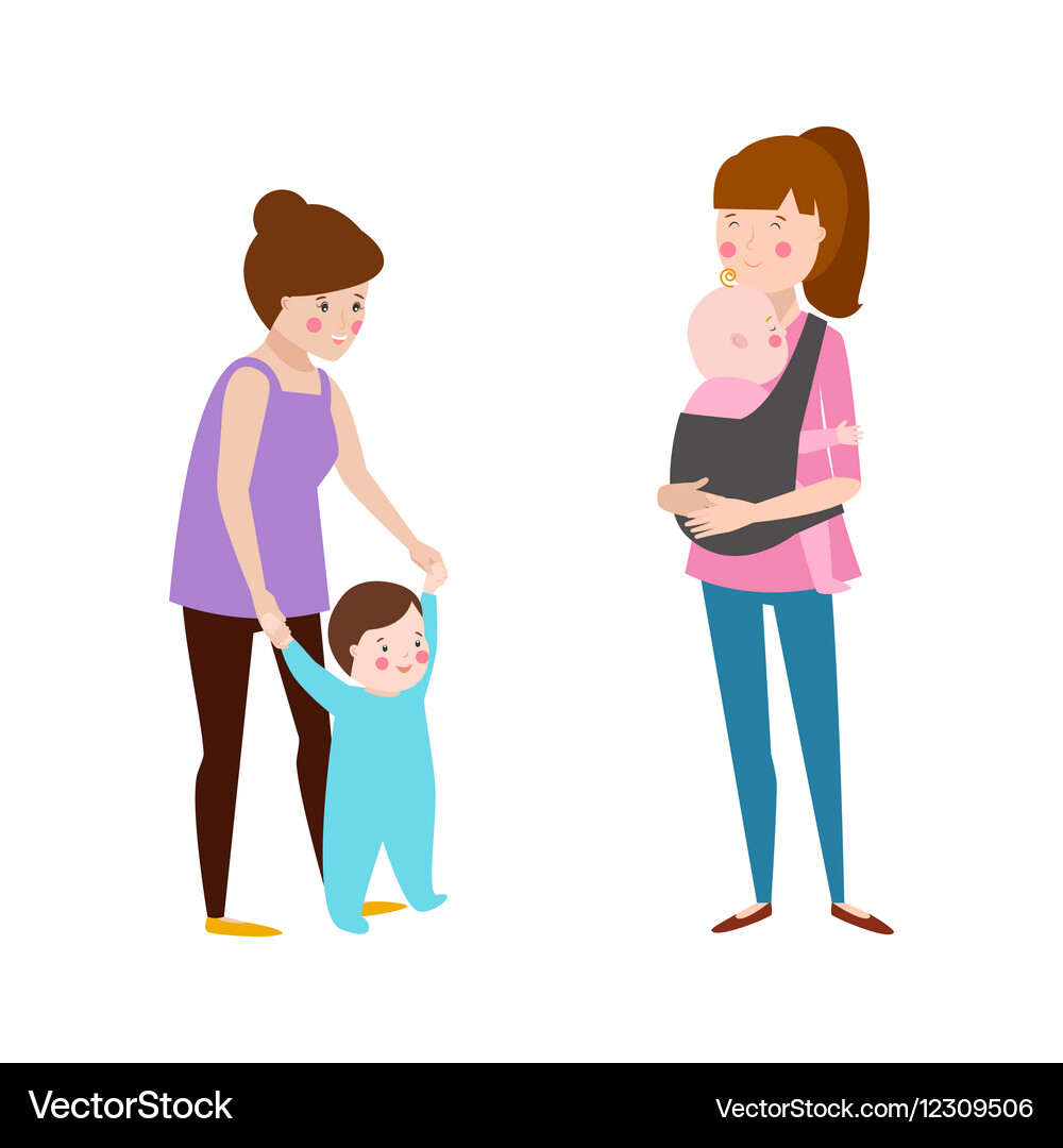 Young mother characters Royalty Free Vector Image