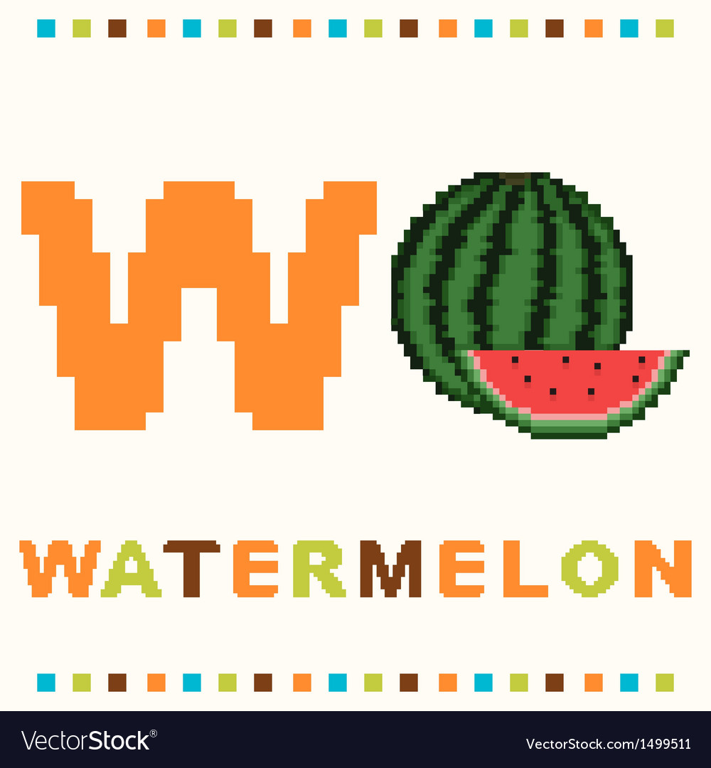 Alphabet for children letter w and a watermelon Vector Image