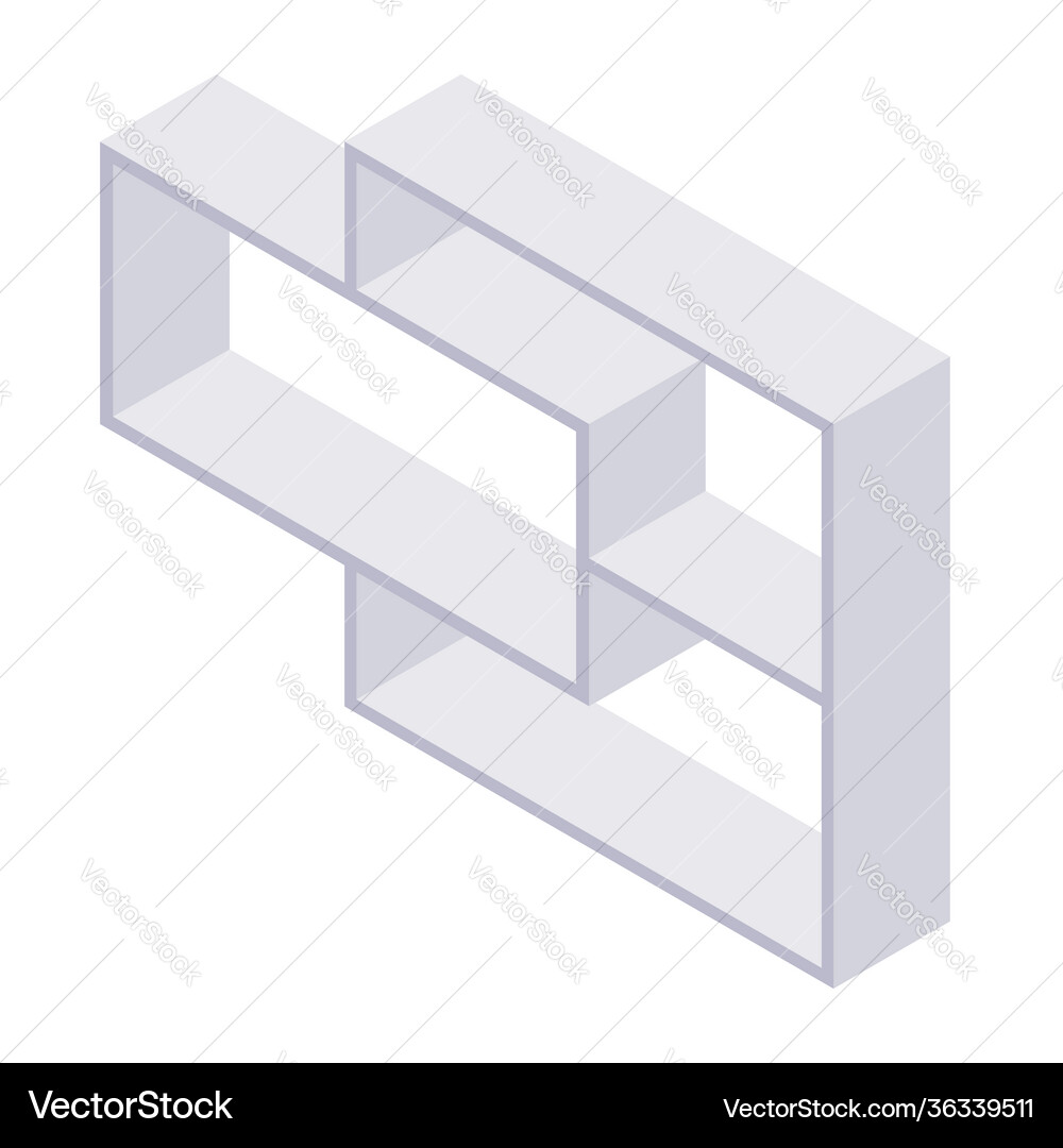 Bookshelf isometric - case and shelf for books Vector Image