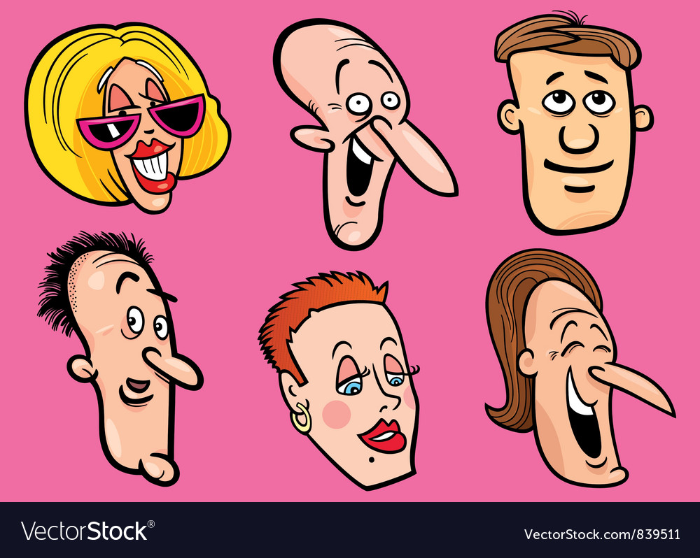 Cartoon faces Royalty Free Vector Image - VectorStock