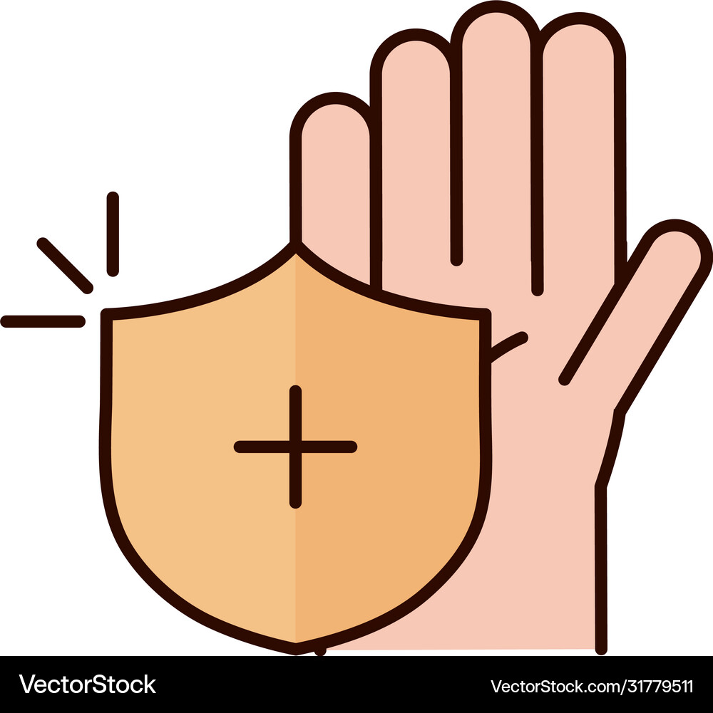 Covid19 19 coronavirus prevention hand with shield