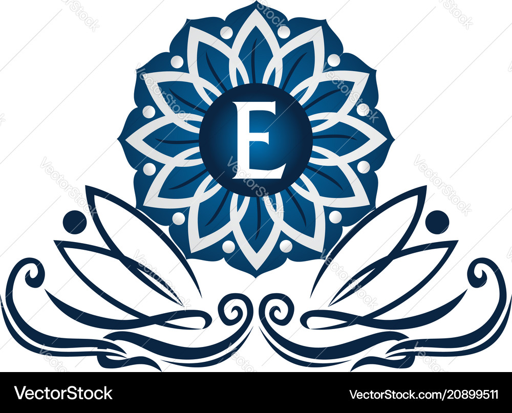 Flower elegant icon initial e Royalty Free Vector Image