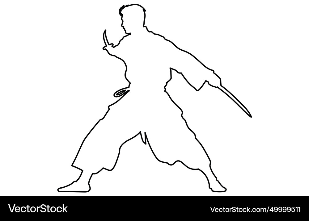 Karate fighter in kimonoaikido outline Royalty Free Vector