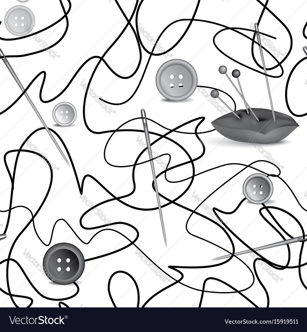 Needle thread seamless pattern sewing Royalty Free Vector