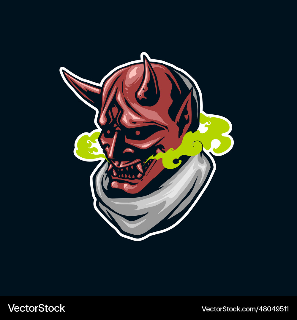 Oni demon mask of samurai Royalty Free Vector Image