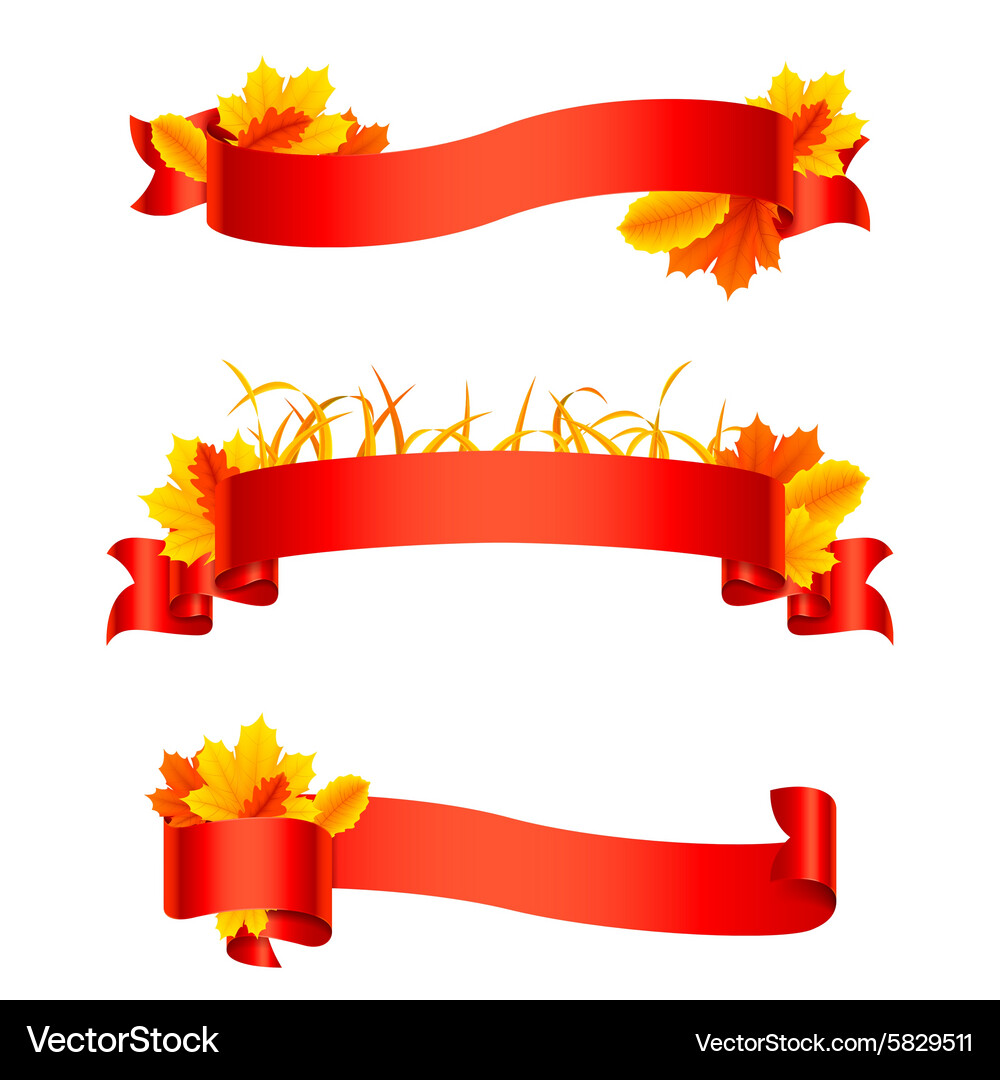 Red Autumn Ribbons and Banners Royalty Free Vector Image