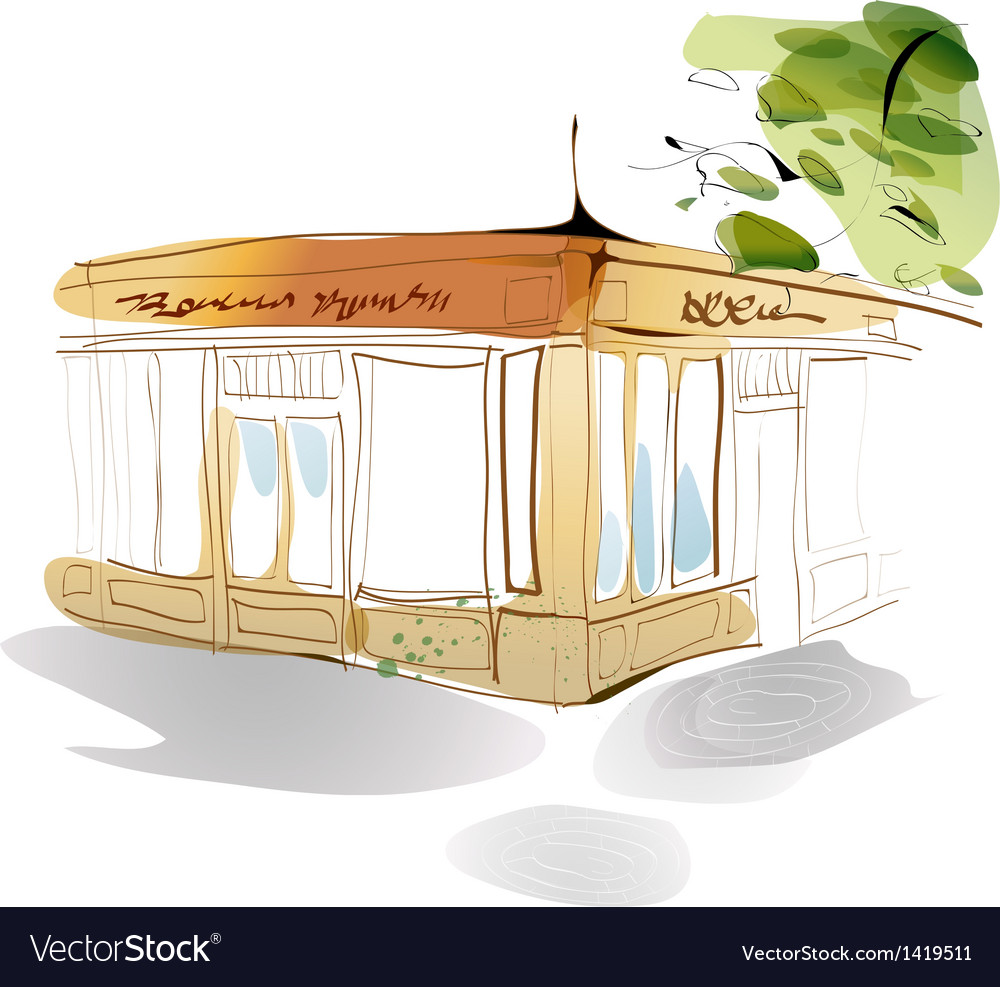 Restaurant shopfront sketch Royalty Free Vector Image