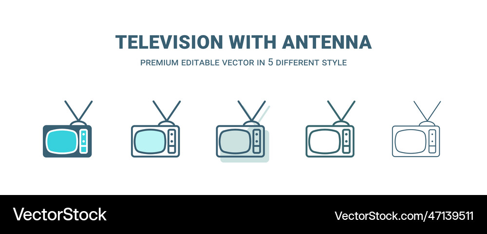 Television with antenna icon in 5 different style Vector Image