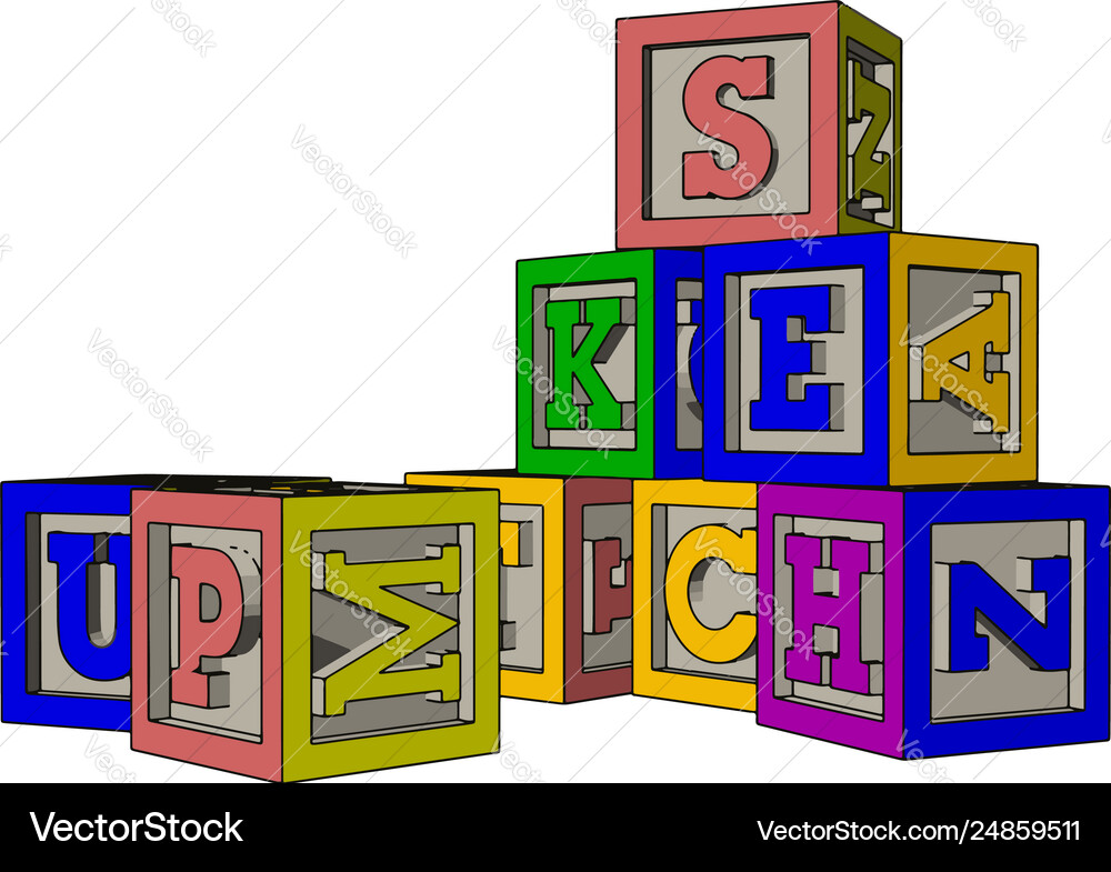 Various colorful toy blocks on white background Vector Image