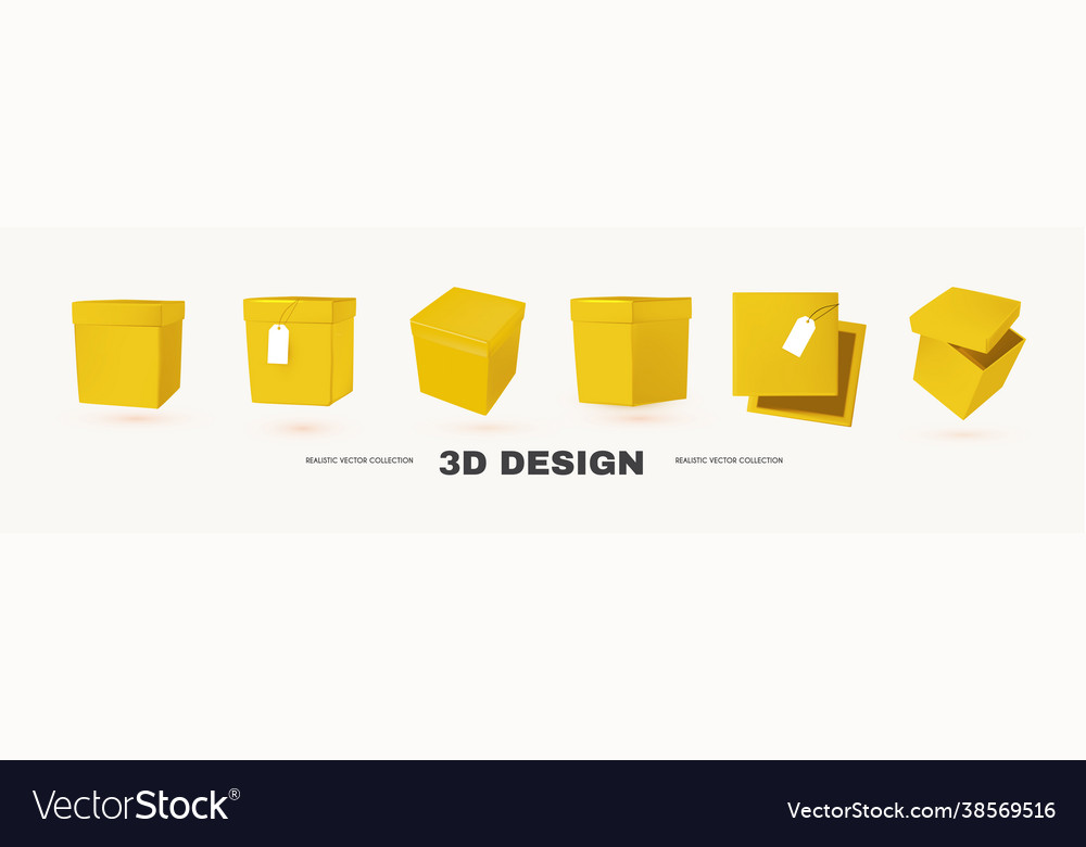 3d box collection in different view delivery Vector Image